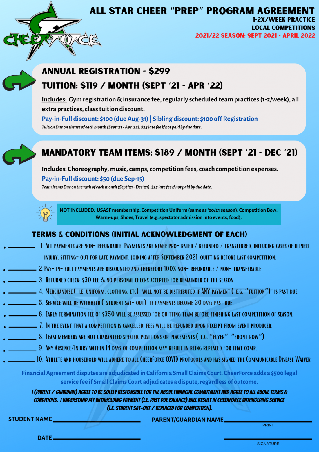 Forms | CheerForce Simi Valley