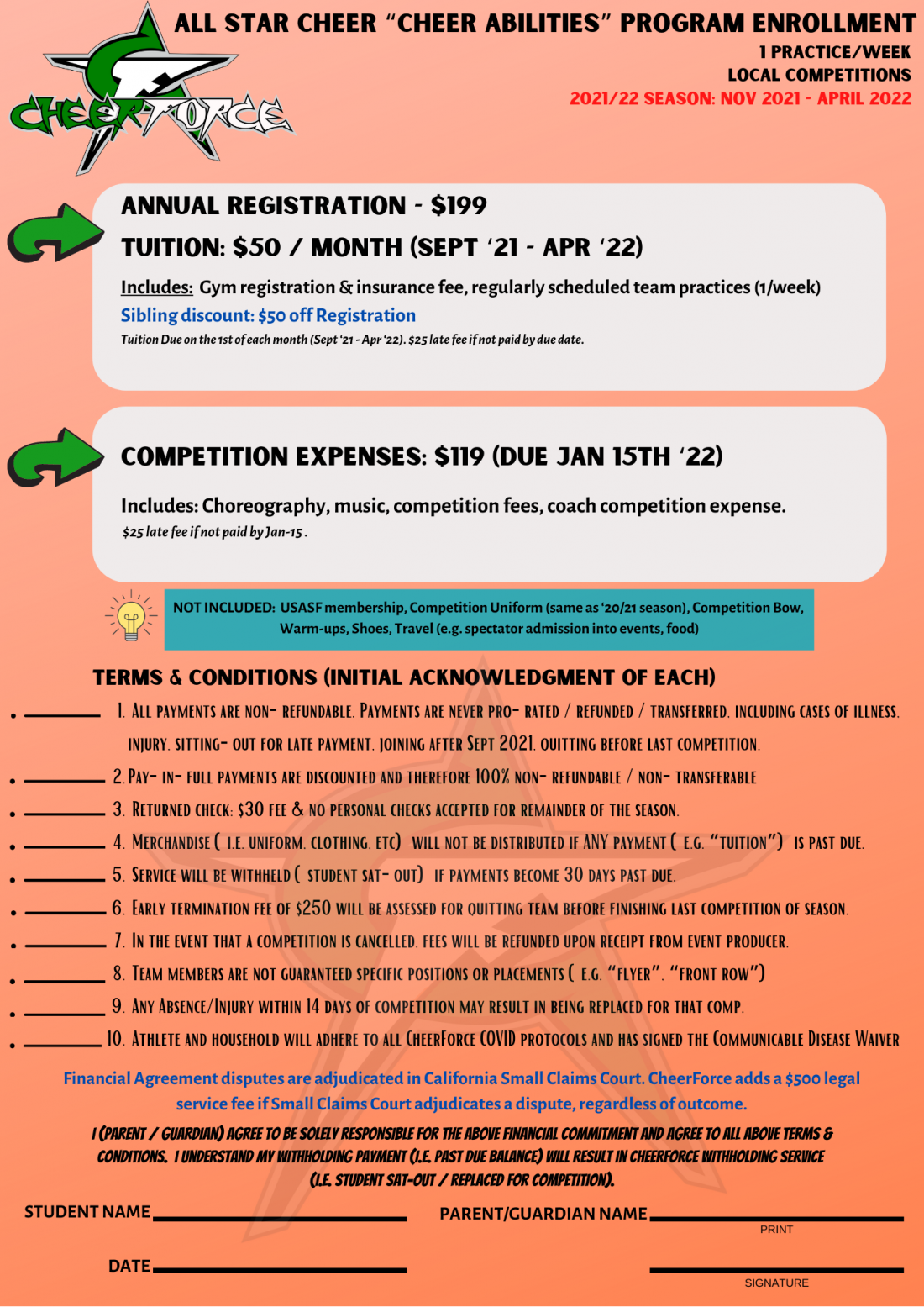 Forms | CheerForce Simi Valley